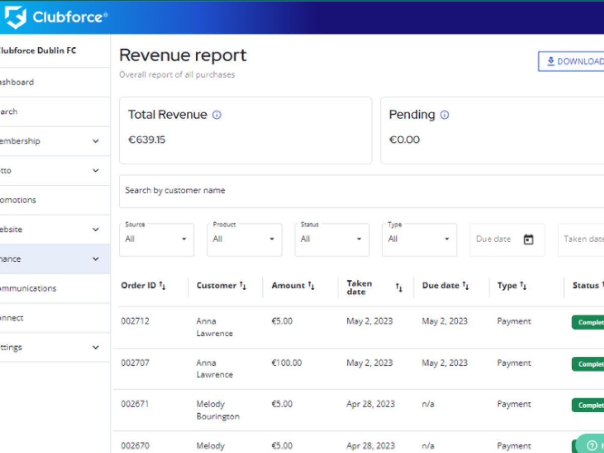 Reporting - Clubforce