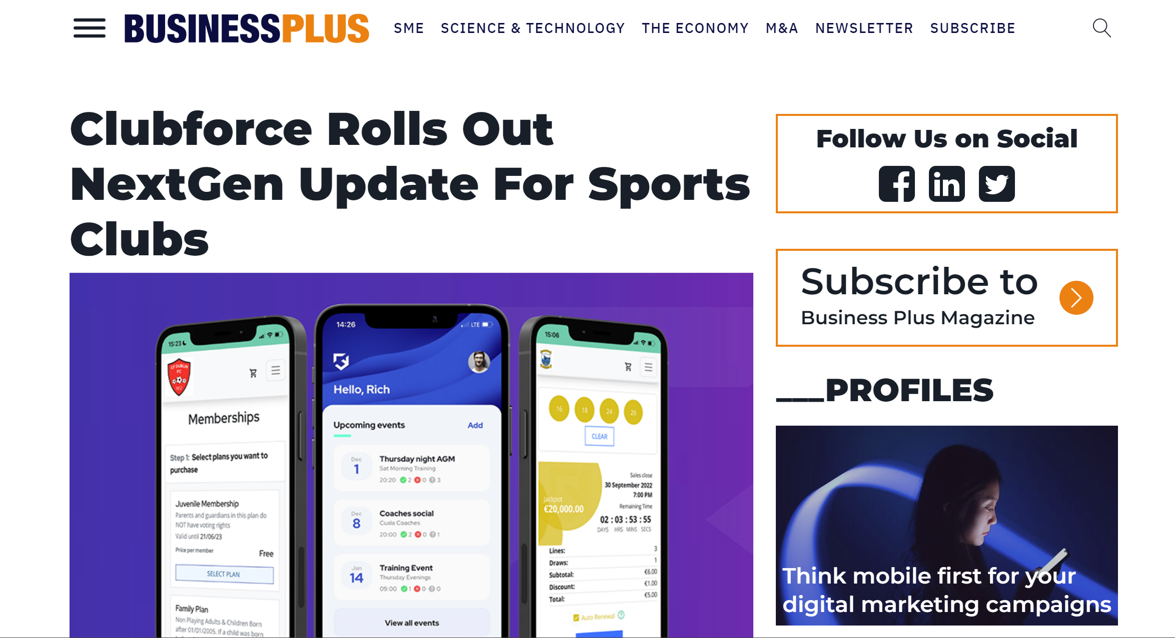 Clubforce Rolls Out NextGen Update For Sports Clubs - Clubforce