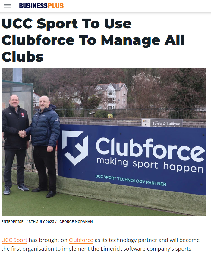 UCC Sport To Use Clubforce To Manage All Clubs - Clubforce